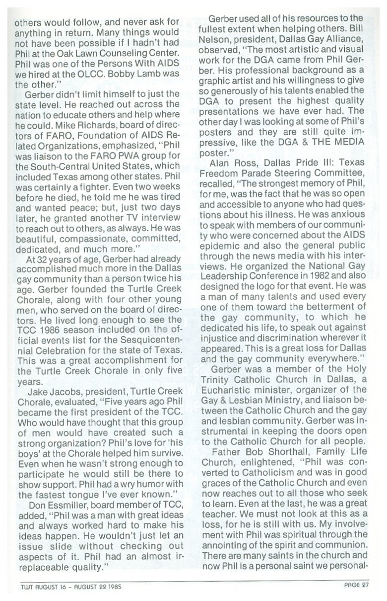 JUL 28 1985 - GERBER PHIL