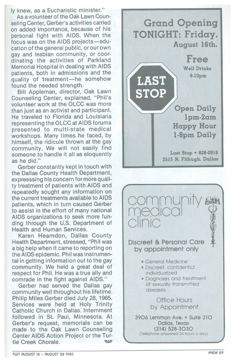 JUL 28 1985 - GERBER PHIL